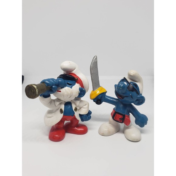 schleich | Toys | Vintage Papa Smurf Captain Pirate Lot | Poshmark